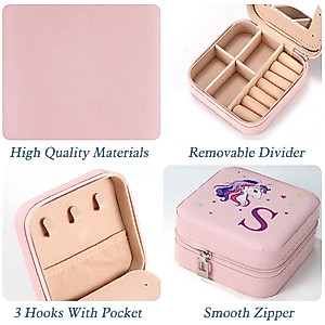 Parima Unicorn Gifts for Women - Unicorn Gift for 4-16 Year Old Girl |Christmas Birthday for Daughter Granddaughter Niece | Teenage Gift Idea | Cute Travel Jewelry Case Box - Letter A, Pink