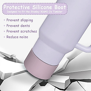 Stanley Cup Accessories Set,Including 2 Pcs 0.4in Straw Cover, 1 Silicone Spill-Proof Stopper Set of 3, 1 Name ID Letter Handle Charm, 1 Silicone Stanley Cup Boot Fits Stanley 40&30 Oz Tumbler (M)