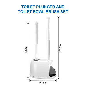 SetSail Toilet Brush and Plunger Set for Bathroom Cleaning 2 Pack Heavy Duty Toilet Bowl Brush and Plunger Deeply Cleaning Toilet Brush Hidden