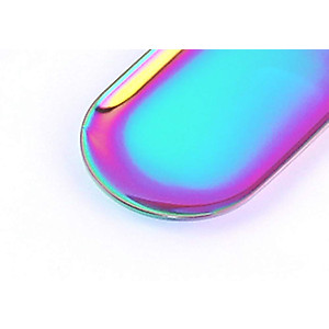 Stainless Steel Towel Tray Storage Tray Dish Plate Tea Tray Fruit Trays Cosmetics Jewelry Organizer Oval Tray （Rainbow）