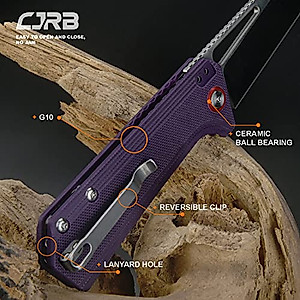 CJRB Folding Knives RUFFIAN (J1924-VT) AR-RPM9 Powder Steel Blade Violet Purple G10 Tactical Handle Pocket Folding Knife EDC Knife Designed by Dirk Pinkerton
