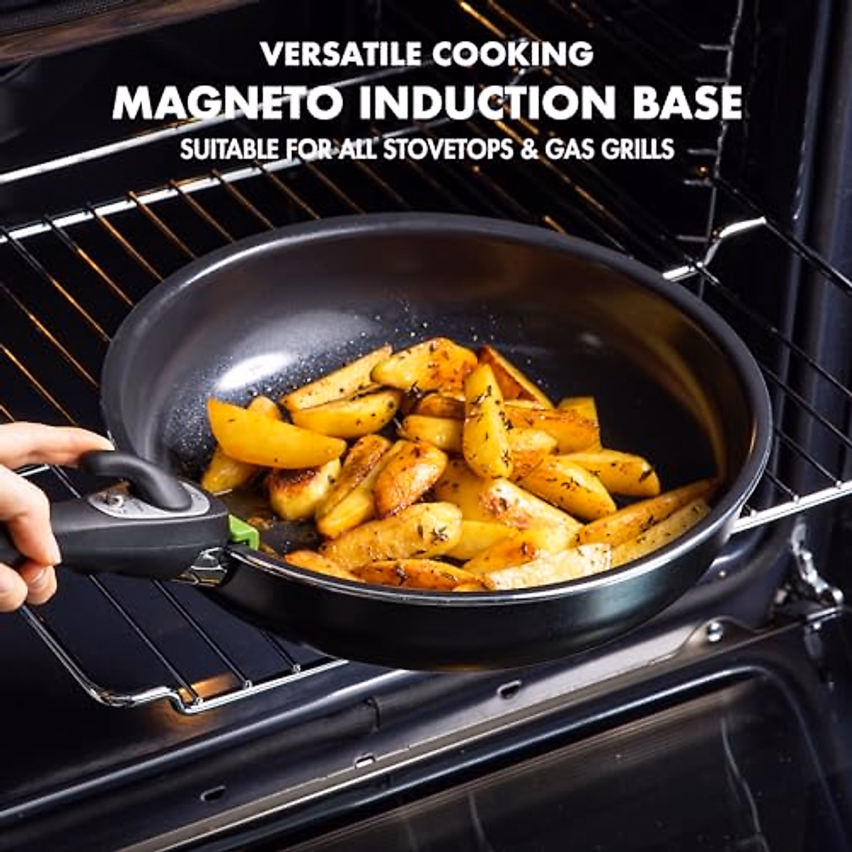 GreenPan Clip Series 10" Frying Pan Skillet with Detachable Handle, Aluminum, Healthy Ceramic Nonstick Coating, Induction, Dishwasher Safe, PFAS-Free, Black