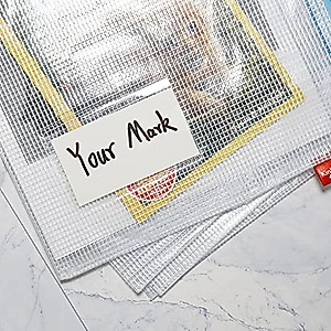 Kinhshion Zipper Pouch Set of 12 PVC Zipper Bags with Name Card Clear Zipper Pouch A4 Plastic Organizer Bag Zipper Folder Bag Cosmetic Bags Travel Storage Bags 4 Colours