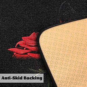 KOBLEN Red Rose Butterfly Kitchen Rugs Non Slip Washable Absorbent Kitchen Mats 20x39 inch Cushioned Anti Fatigue Kitchen Floor Mats for in Front of Sink