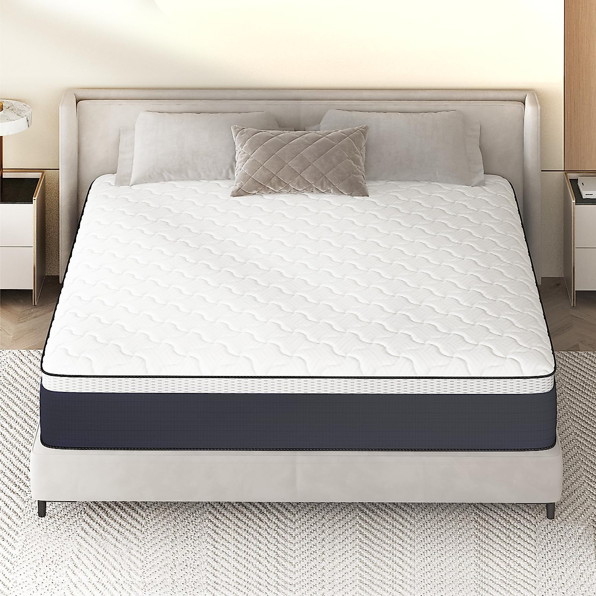 Z-hom Full Mattress, 10 Inch Upgrade Cooling Memory Foam Mattress in a Box, Pocket Spring Hybrid Mattress in a Box for Strong Edge Support & Pressure Relief, Non-Fiberglass Mattressess