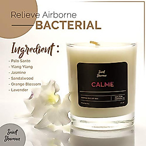 Saint Shaman Calme Scented Candle - Soy Wax Aromated with Essential Oils of Ylang-Ylang, Jasmine, Lavender & Sandalwood, Best Aromatherapy Candles for Home, 7 Oz, 60 Hours Burning Time