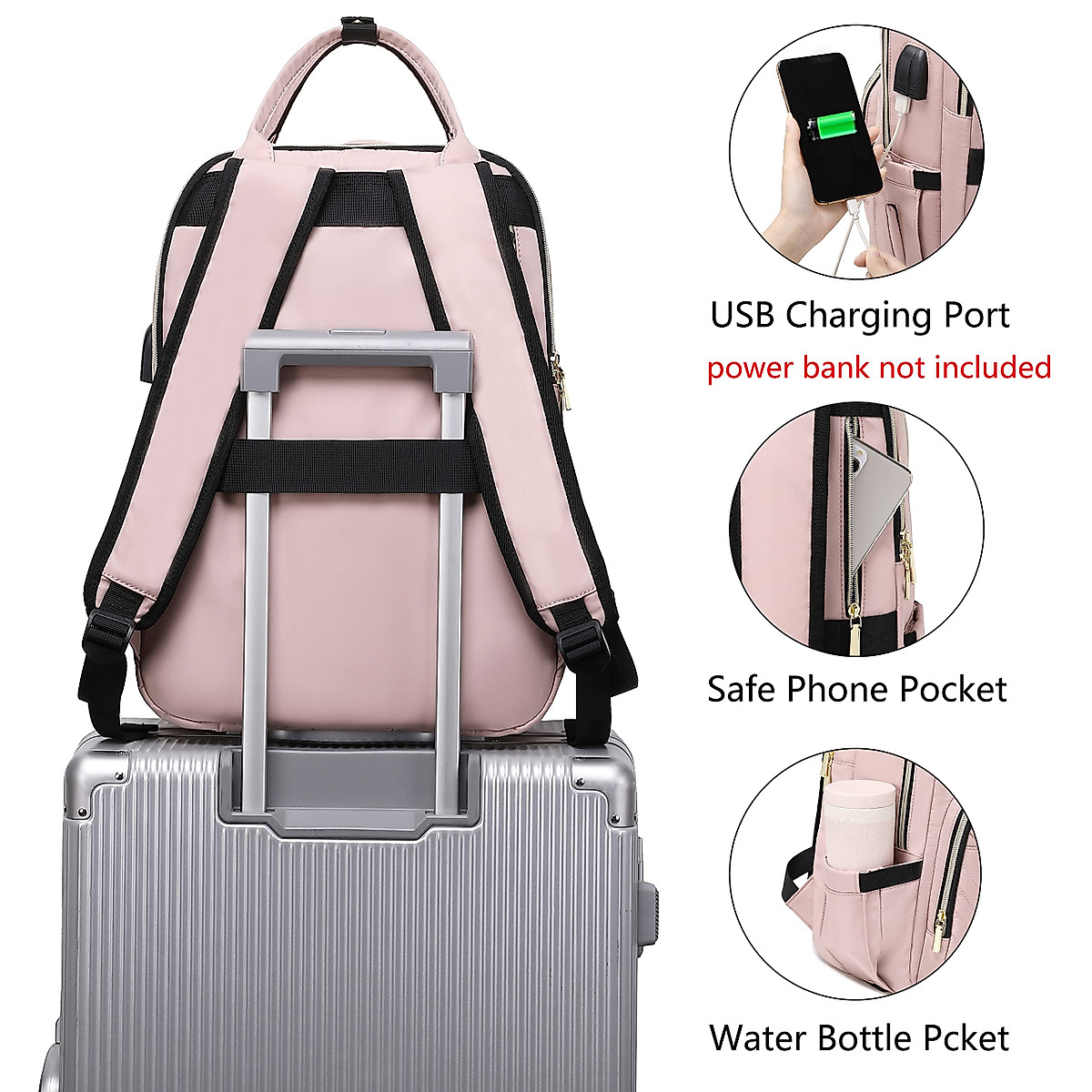 ZJIMLIN Laptop Backpack for Women 17 Inch Nurse Backpack Computer Backpack Waterproof Anti-theft Travel Backpack for Women