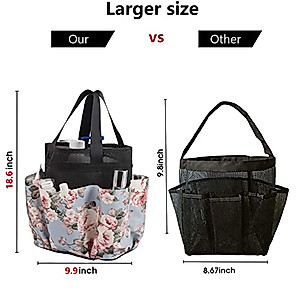 Andmey Cleaning Supplies Caddy Large Shower Caddy Bag with Handle, Quick Dry Mesh Organizer Tote with 7 Compartments for Bathroom, College, Dorm, Gym, Camping - Blue