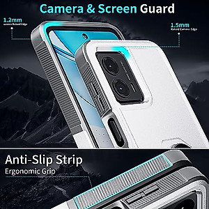 LUTTY Designed for Motorola Moto G 5G 2023 Case, Moto G Power 5G 2023 Case,with 360° Rotate Ring Stand and 2 Screen Protector, Non-Slip Matte Back Military Grade Dual Layer Protective Case, White