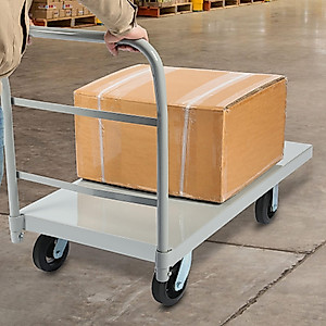 KUAFU Platform Truck Flat Push Cart Dolly Heavy Duty Hand Trucks with 360 Degree Swivel Rubber Wheels 2000lb Weight Capacity 24x48 Large Size Cart