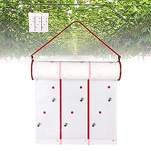 Giant Fly Traps Sticky Fly Trap Roll 30 Feet MAX Strength Fly Catcher, Non Toxic, Poisonous Bug Insect Sticky Flies and Other Bugs, Indoors & Outdoors 1PCS, white