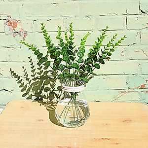 Mandy's 12pcs Green Artificial Eucalyptus Leaves with Individual Stem for Flower Bouquet Centerpiece Home Wedding Decorations