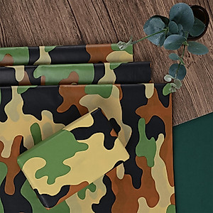 100 Sheets 20 * 14 Inches Camo Tissue Paper for Gift Wrapping, Green Black Camouflage Tissue Paper for Gift Bags for Birthday Camping Themed Party Retirement Hunting Party DIY Craft