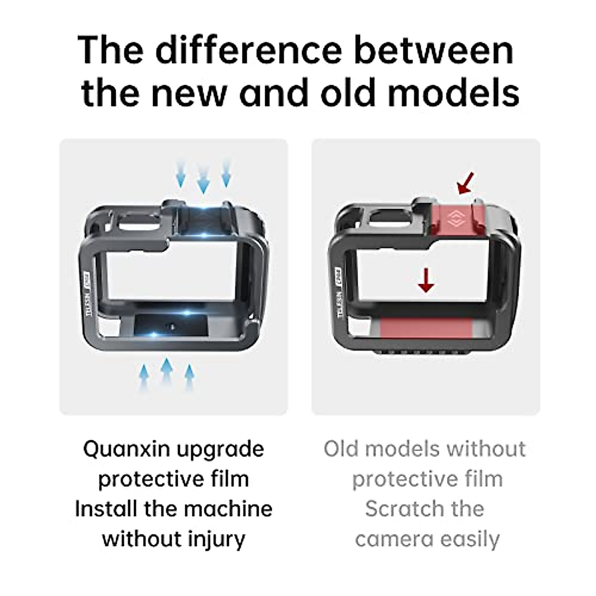 TELESIN Aluminum Cage Protective Case Frame Housing for GoPro Hero 11 10 9 Black, Fits Go Pro with ND CPL Lens Filter Max Lens on Camera, with Cold Shoe Connect to Video Light Microphone