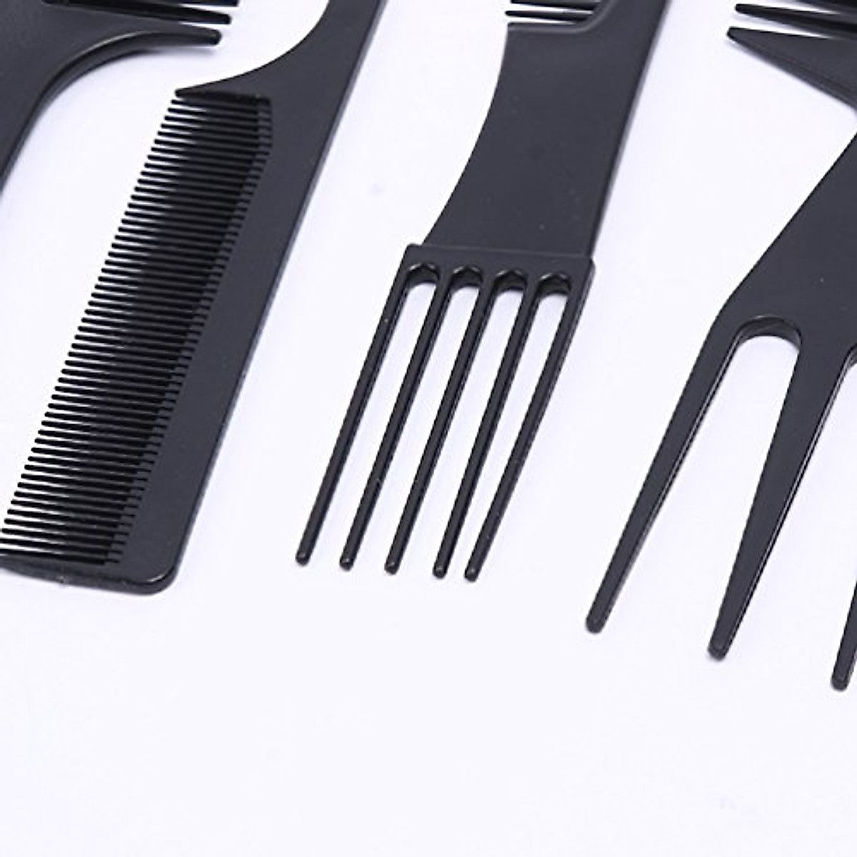 Hair Care Comb Anti Static Coarse Fine Toothed Tail Teasing Waves Pick Combs Set of 10,Black
