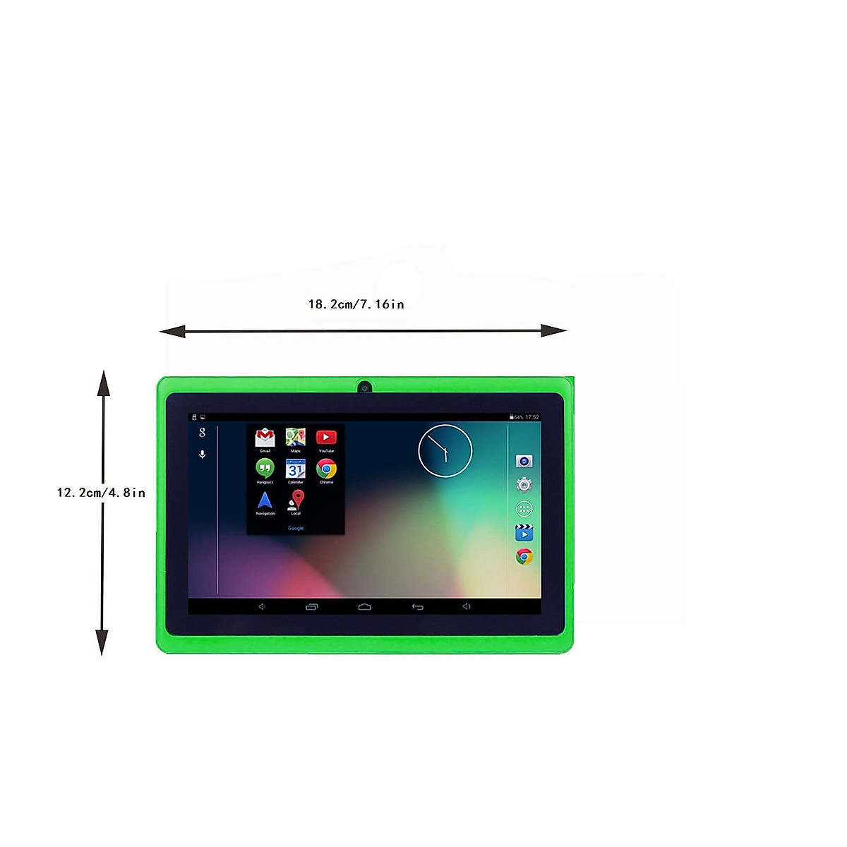 Tablet Laptop, 7" Android 4.4 Duad Core Tablet PC 1GB+8GB Dual Camera WiFi Bluetooth, Supports SIM Communication Function, for Family Children (Green)