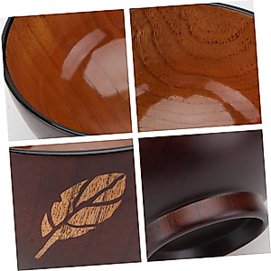 Garneck 1pc Leaves Wooden Bowl Wooden Salad Wooden Dishes Wooden Eating Bowl Wooden Bowls for Food Japanese Noodle Bowl Decorative Food Serving Bowl Japanese-style Jujube Wood Udon Noodle