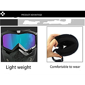 Retro Vintage Glasses Cross Country Motorcycle Goggles Skiing Goggles Outdoor Riding Cycling mask Goggles (Black Frame Colourful)