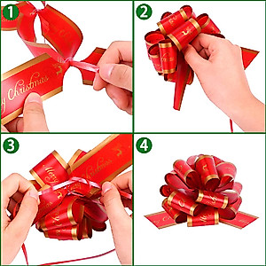 YUJUN 16PCS Christmas Wrap Gifts Pull Bows,Large Ribbon Bows Wrapping Accessory for Xmas Bouquet Basket Bottles Supplies Christmas Wrapping Decoration