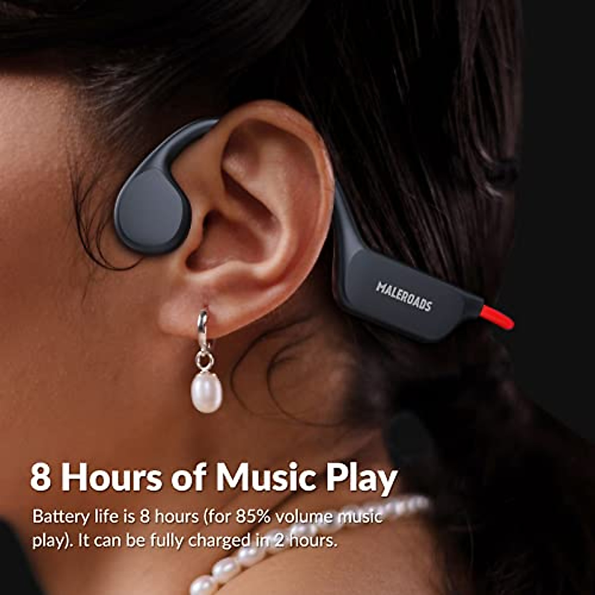 MALEROADS Swimming Headphones IPX8 Waterproof Bone Conduction Open-Ear Sports Headsets Wireless Bluetooth 5.3 with Mic, MP3 Play Built-in 32G Memory Earphones for Running, Cycling