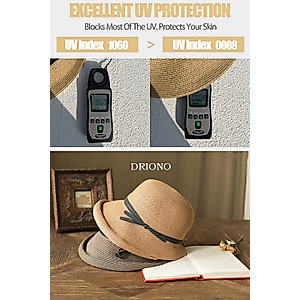 DRIONO Straw Hat - Women Style Fashion Summer Cloche Beach Fedora Trilby Hat Panama Sun Hat (Beige)