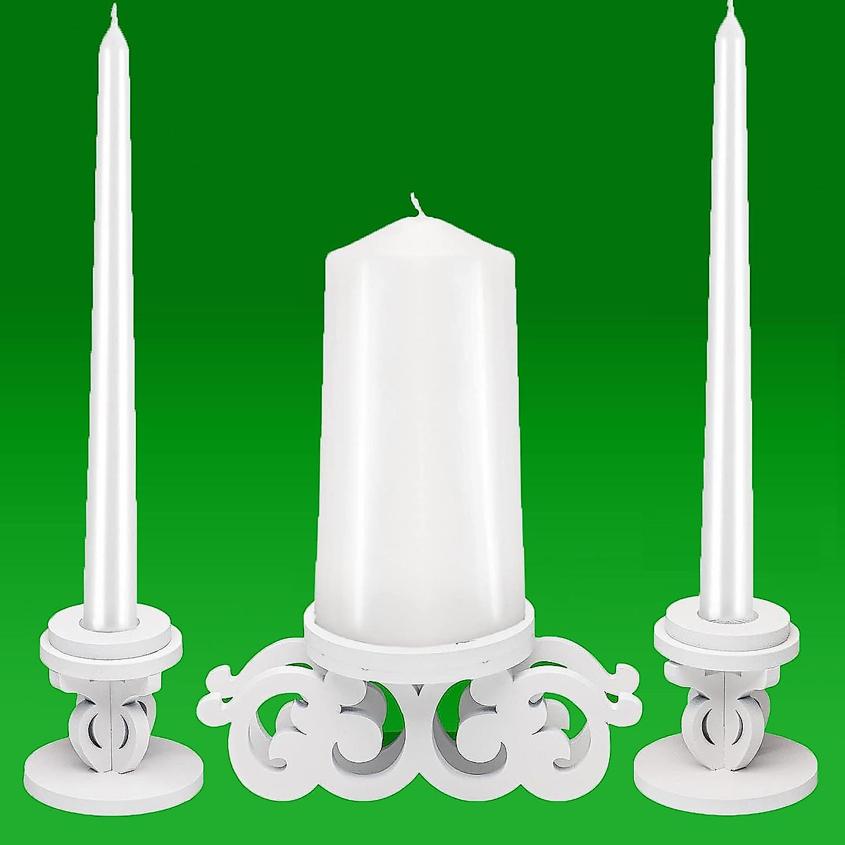 Unity Candle Holder - Candles Holder for Wedding Ceremony - Table Centerpiece Decoration White Stand for Unity Candle Set - Pillar/Taper Candlestick - Unity Candle Holders for Weddings Set of 3 pcs