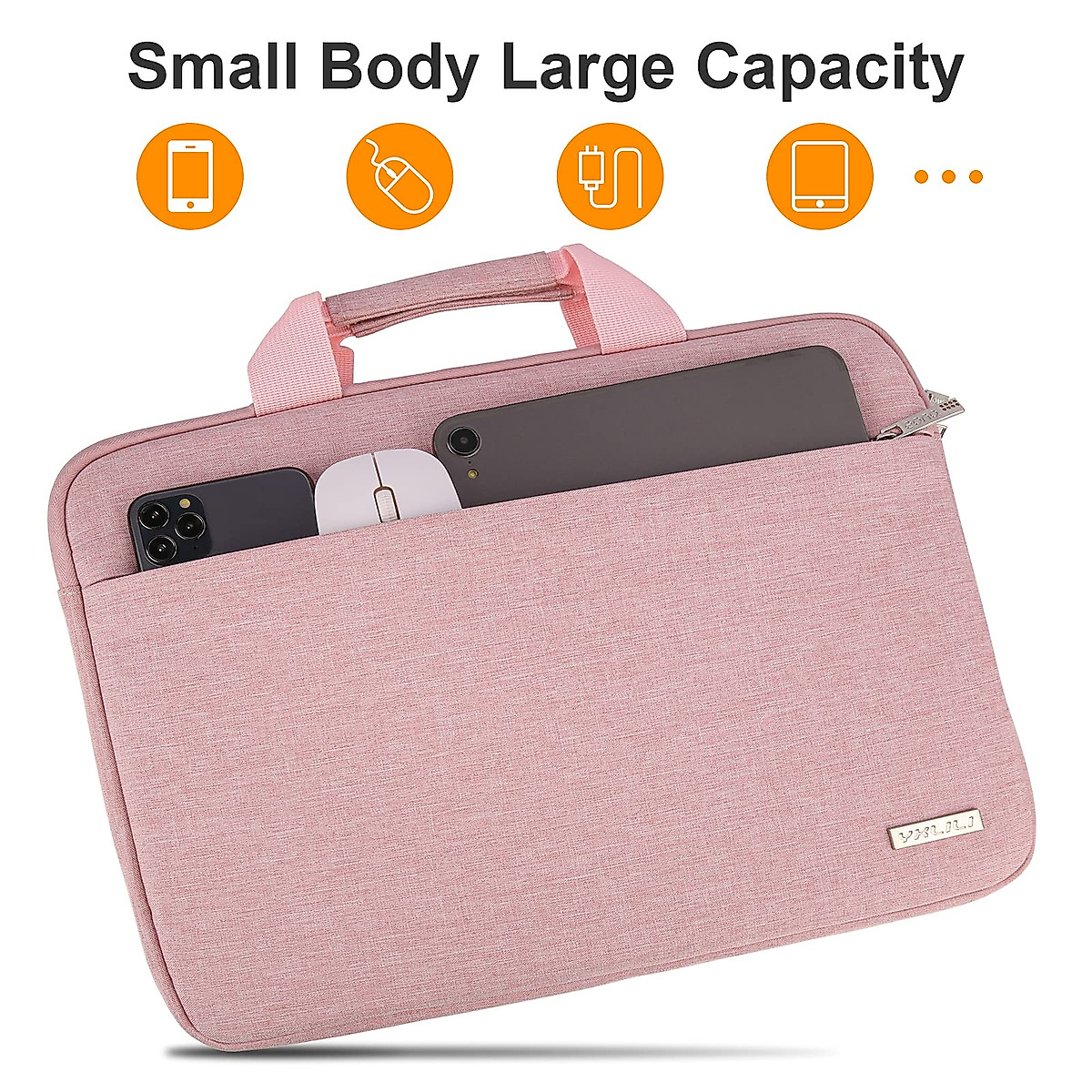 YXLILI Laptop Case, Protective Computer Sleeve with Handle Soft Lining Padded Laptop Bag for 13-13.3-Inch MacBook Pro Air, Compatible with Acer ASUS HP Lenovo Dell Chromebook (14-Inches, Pink)