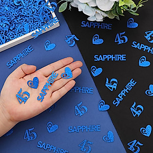 kreat4joy 45th Wedding Anniversary Decorations Confetti, Blue Happy 45 Sapphire Decorations, 200pcs Glitter Confetti Include Love Heart Confetti, Sapphire Confetti, 45 Confetti for Table Decor