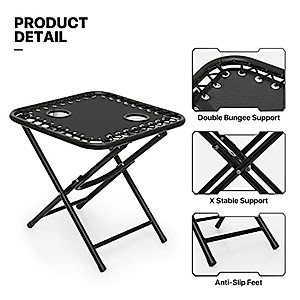 MoNiBloom Table and Patio Chairs Set of 3, Outdoor Adjustable Zero Gravity Folding Breathable Mesh Reclining Lounge Chairs with Pillow and Side Tray, 330lbs Capacity - Black
