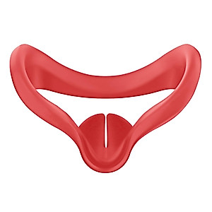 MASiKEN Silicone VR Face Cover for Oculus Quest 2 Face Pad - Meta Quest 2 Washable Nose Pad Light Blocker, Sweatproof Comfort Quest 2 Insert VR Mask Accessories (Red)