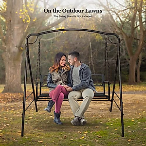 VINGLI Upgraded Metal Patio Porch Swing, 660 LBS Weight Capacity Steel Porch Swing Chair for Outdoors, Heavy Duty Swing Chair, Bench Swing for Gardens & Yards (Black)