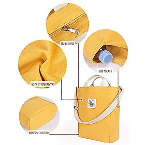 Lily queen Women Canvas Tote Handbags Casual Shoulder Work Bag Crossbody (Yellow)
