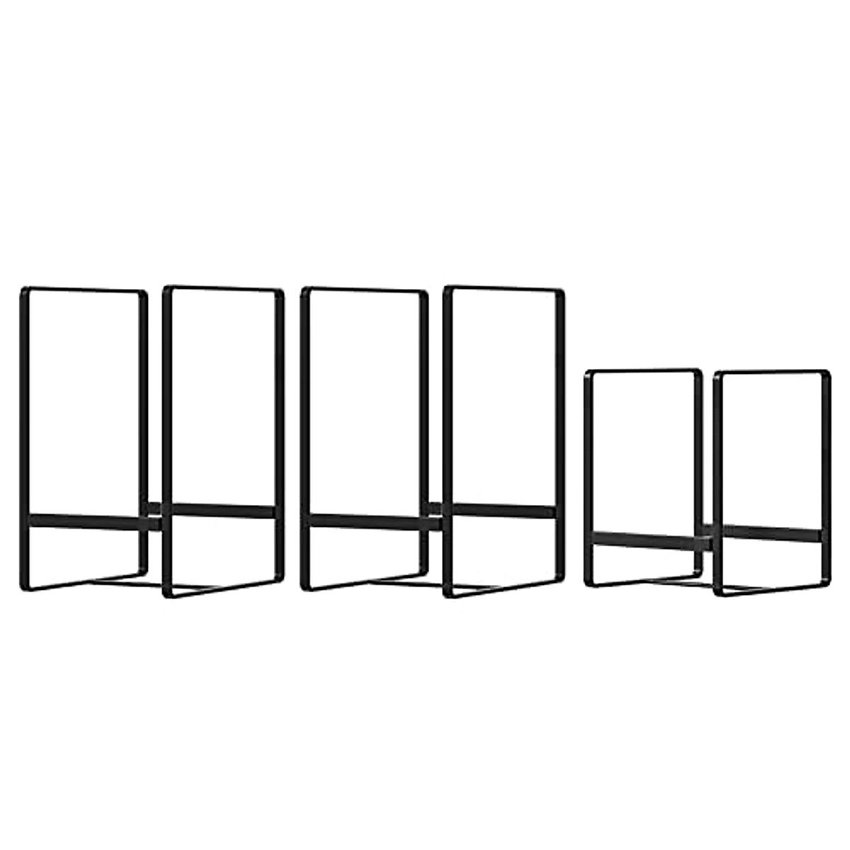Hikinlichi 2 Large 1 Small Plate Holders Organizers Upright Cabinet Dish Drying Racks Metal Plate Dish Organizers Racks Stands for Countertop and Cupboard 7.87in. x 6.29in. x 4.52in. Black