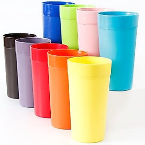 Youngever 18 Pack Unbreakable Plastic Tumblers 20 Ounce, Unbreakable Plastic Drinking Glasses, Plastic Cups, set of 18 in 9 colors