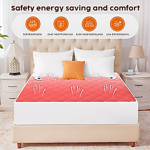 JinJeeo Heated Mattress Pad Queen Electric Mattress Pads Electric Bed Warmer Fit up to 21" with 11 Heat Settings Dual Controller 9 Hours Auto Shut Off, White