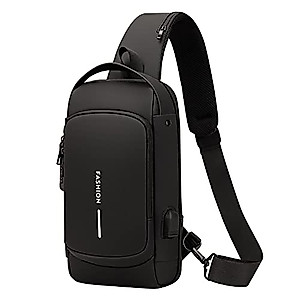 chinatera Anti-Theft Sling Bags for Men Women Crossbody Waterproof Chest Shoulder Bag Daypack Hiking Travel with USB Port