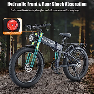DAMSON 1000W Electric Bike Ebike for Adult 48V 20AH Removable Battery 26"X4"Fat Tire up to 30MPH &75 Miles Long Range Off Road Beach Mountain Electric Bicycle with Dual Hydraulic Disc Brakes