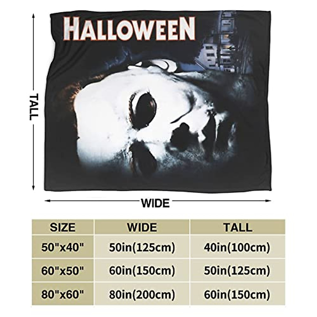 2PCS Horror Movie Watching Halloween Michael Myers Throw Blanket Scary Movie Scream for Couch Sofa or Bed 50inch*60inch Pillow Covers 18 * 18inch