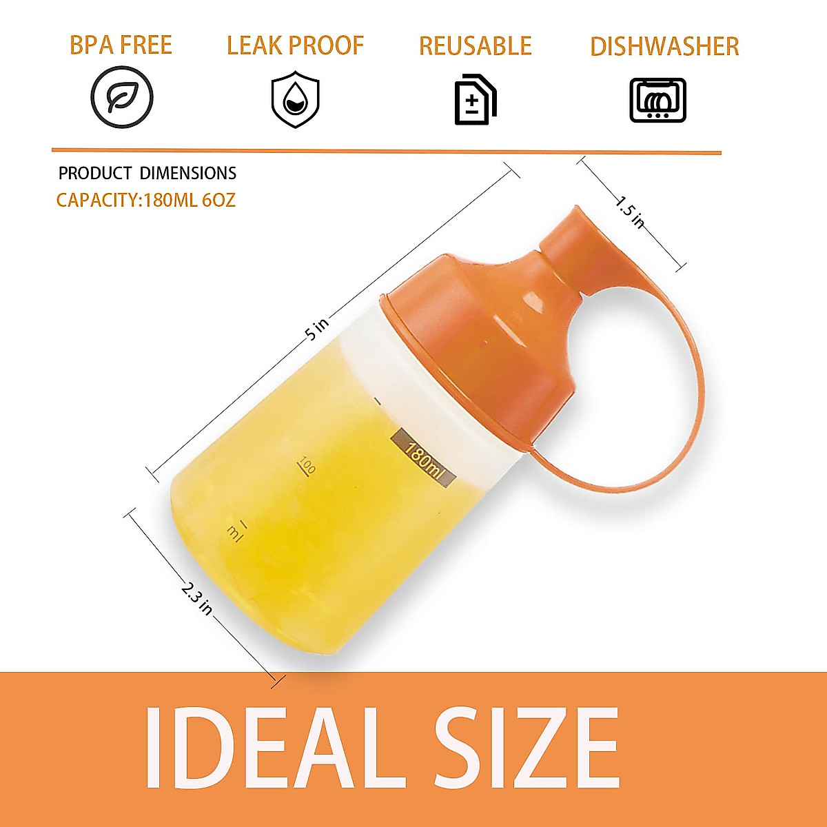 TOCKONIMN Condiment Squeeze Squirt Bottles for Sauces Plastic - (4pcs, 6oz) Ketchup Bottles with Top for Paint Cooking Liquids Sauce Dispenser Kitchen Food Bbq Pancake Drizzle Mustard Icing Clear