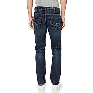 Silver Jeans Co. Men's Allan Slim Fit Straight Leg Jeans, Dark Wash BBS491, 32W x 32L