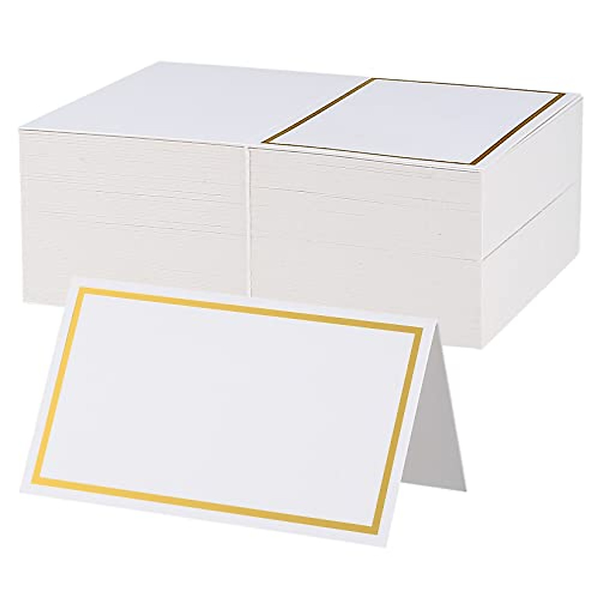 YOUYIDUN 106 Pcs Place Cards with Gold Foil Border, Paper Name Place Cards for Table Setting, Blank Table Tent Placecards for Weddings, Banquets, Birthday Events, Dinner Parties Cards