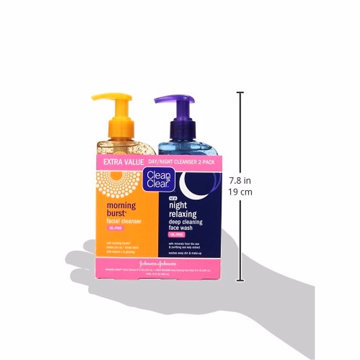 Clean & Clear 2-Pack Day and Night Face Cleanser Citrus Morning Burst Facial Cleanser with Vitamin C and Cucumber, Relaxing Night Facial Cleanser with Sea Minerals, Oil No & Hypoallergenic Face Wash