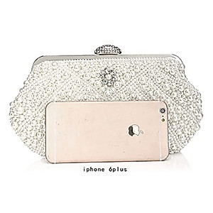 Crystal Floral Pearl Purses for Women Pearl Bag Tote Bag Beaded bag Bridal Purse Evening Party Bag with Chain Wedding Ivory