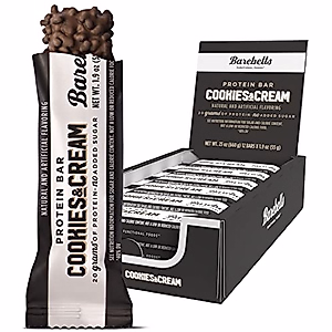 Barebells Protein Bars Cookies & Cream - 12 Count, 1.9oz Bars - Protein Snacks with 20g of High Protein - Chocolate Protein Bar with 1g of Total Sugars - On The Go Protein Snack & Breakfast Bars