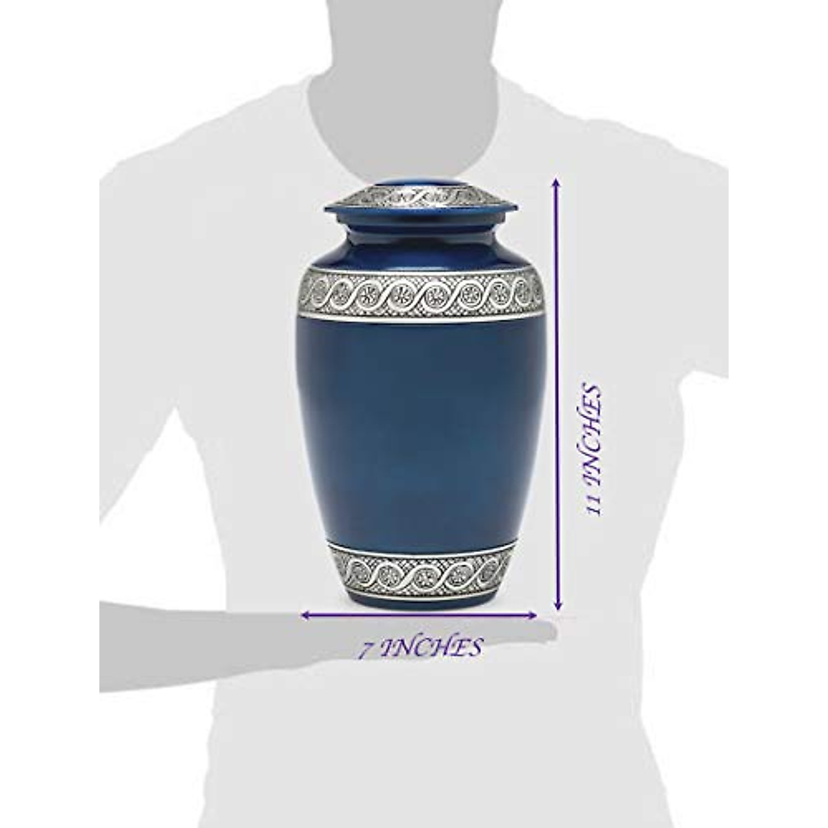 Eternal Harmony Cremation Urn for Human Ashes | Memorial Urn Carefully Handcrafted with Elegant Finishes to Honor and Remember Your Loved One | Adult Urn Large Size with Beautiful Velvet Bag (Blue)