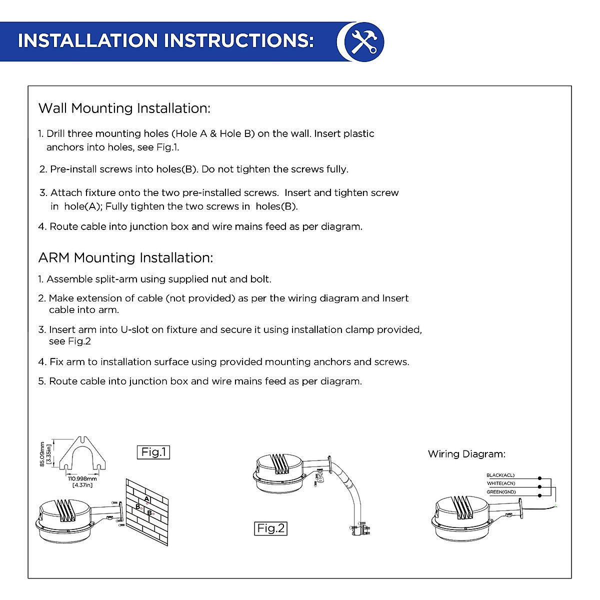 Amptonica LED Barn Light 75W, 9000LM Dusk to Dawn Security Area Light with Photocell, 5000K Daylight, IP65 Waterproof, ETL Listed for Yard Patio Farm