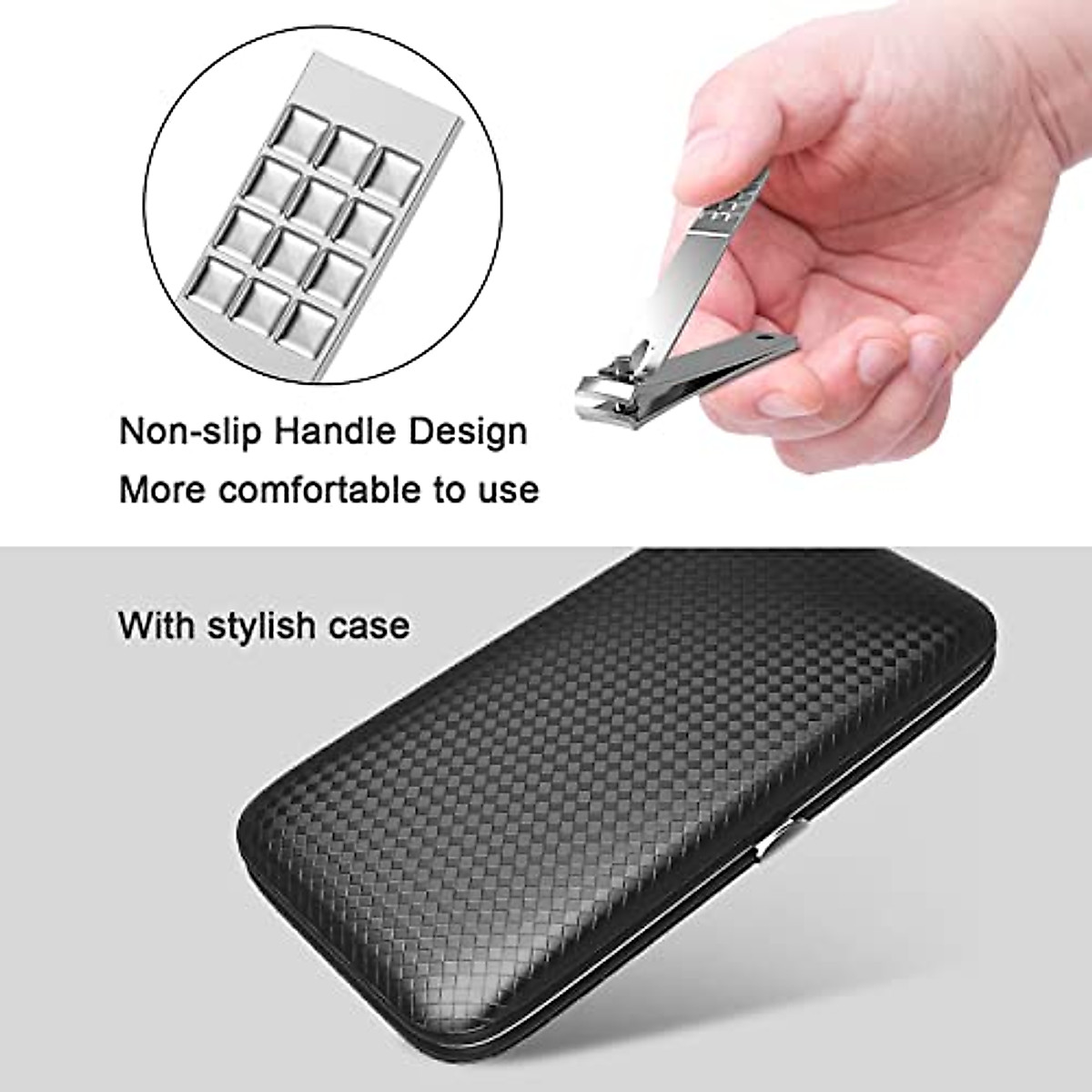 Tseoa Manicure, Pedicure Kit, Nail Clippers, Professional Grooming Kit, Nail Tools with Luxurious Travel Case, Set of 12 … (nail clippers 12pcs)