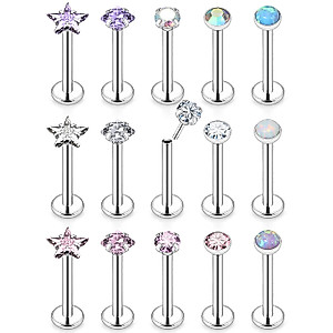 Lcolyoli Threadless Push in Medusa Piercing Jewelry Labret Jewelry Lip Rings Surgical Steel Tragus Jewelry Forward Helix Piercing Jewelry Flat Back Earrings for Women Cartilage Earring 16g 8mm