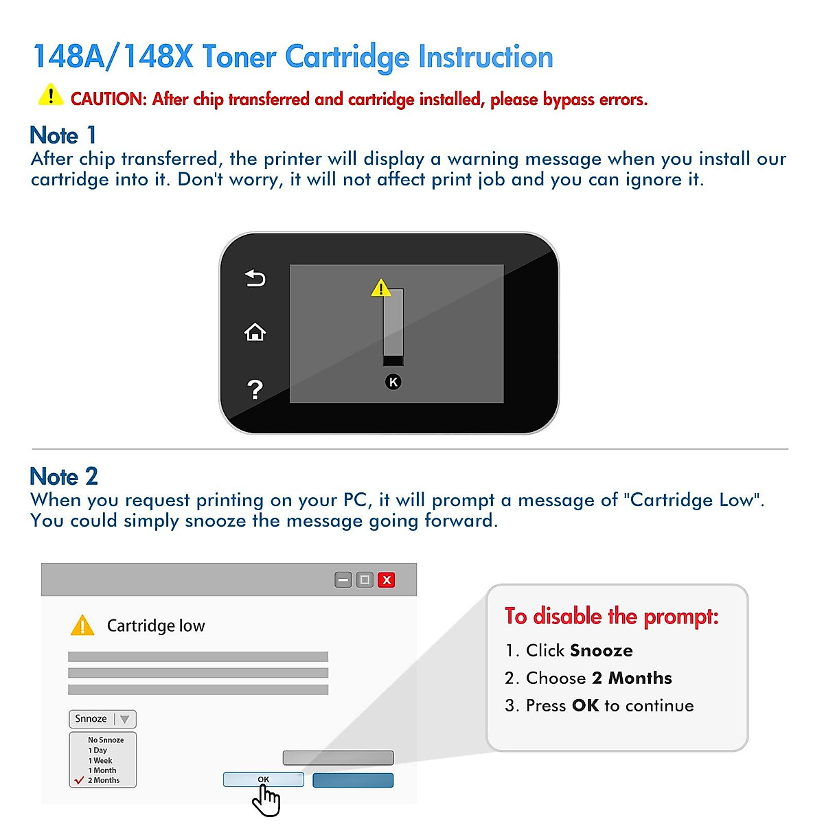 148X 148A Toner Cartridge Black High Yield 2 Pack Compatible Replacement for HP 148X 148A W1480X W1480A for HP Laserjet Pro 4001dw 4001dn 4001n MFP 4101fdw 4101fdn Printer Ink
