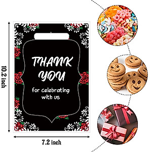 BkeeCten 50PCS Black Bandana Party Favors Bag with Handle Plastic Chicano Thank You Gift Goody Treat Candy Bags Black Western Bandana Return Gift Bags for Old School Cholo Theme Birthday Party Supply